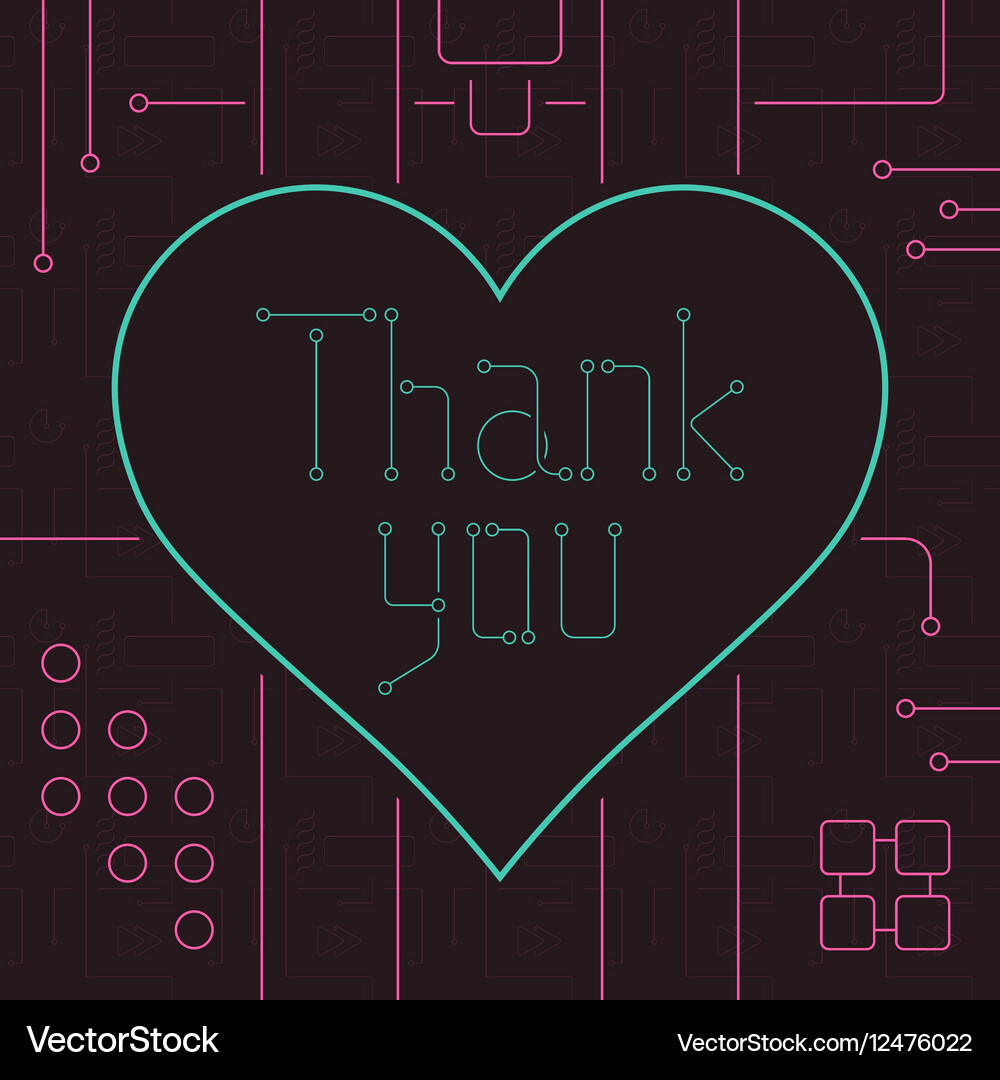 Thank you techno line art background Royalty Free Vector
