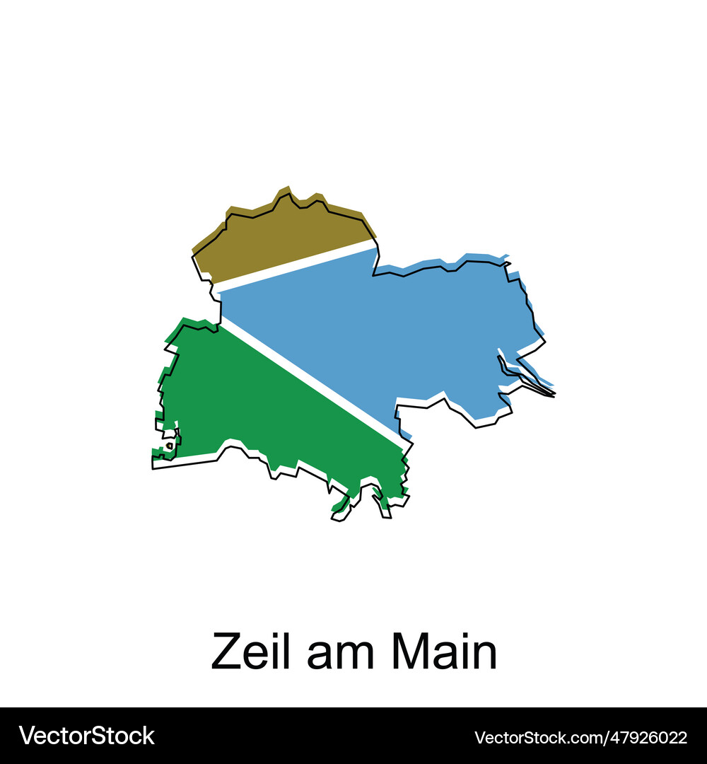 Zeil am main map detailed outline colorful Vector Image