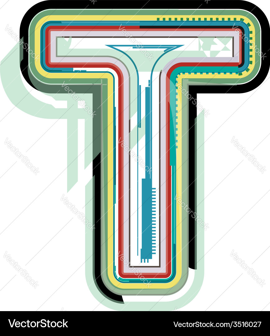 Abstract colorful letter t Royalty Free Vector Image