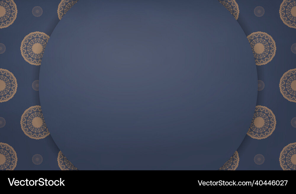 Baner in blue with greek brown pattern for design Vector Image