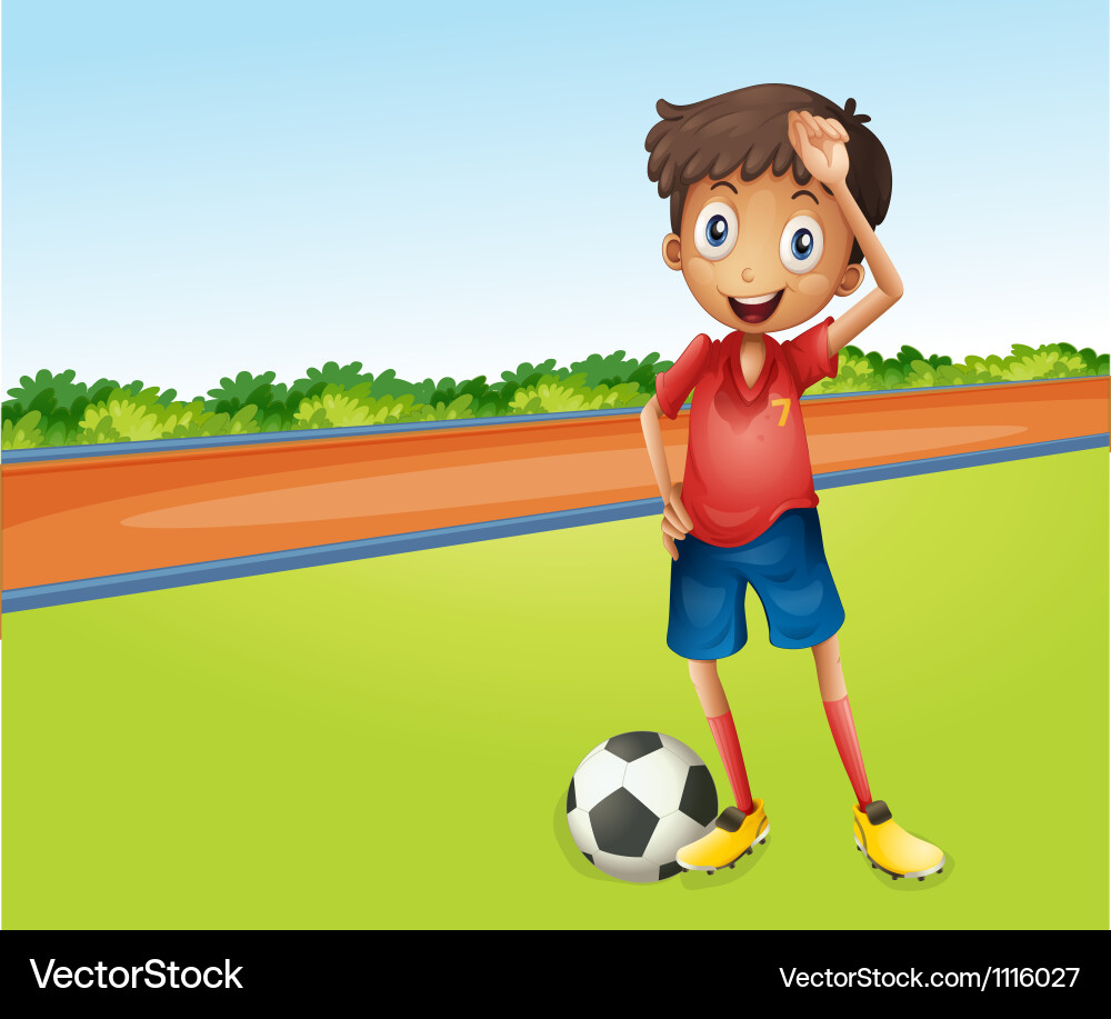 Boy playing football Royalty Free Vector Image