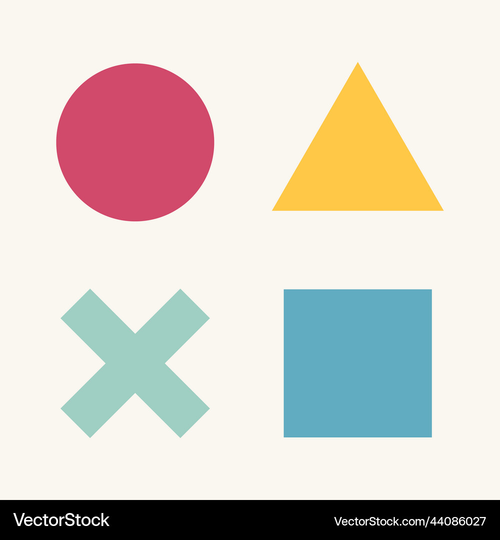 Colorful flat geometric shapes set Royalty Free Vector Image