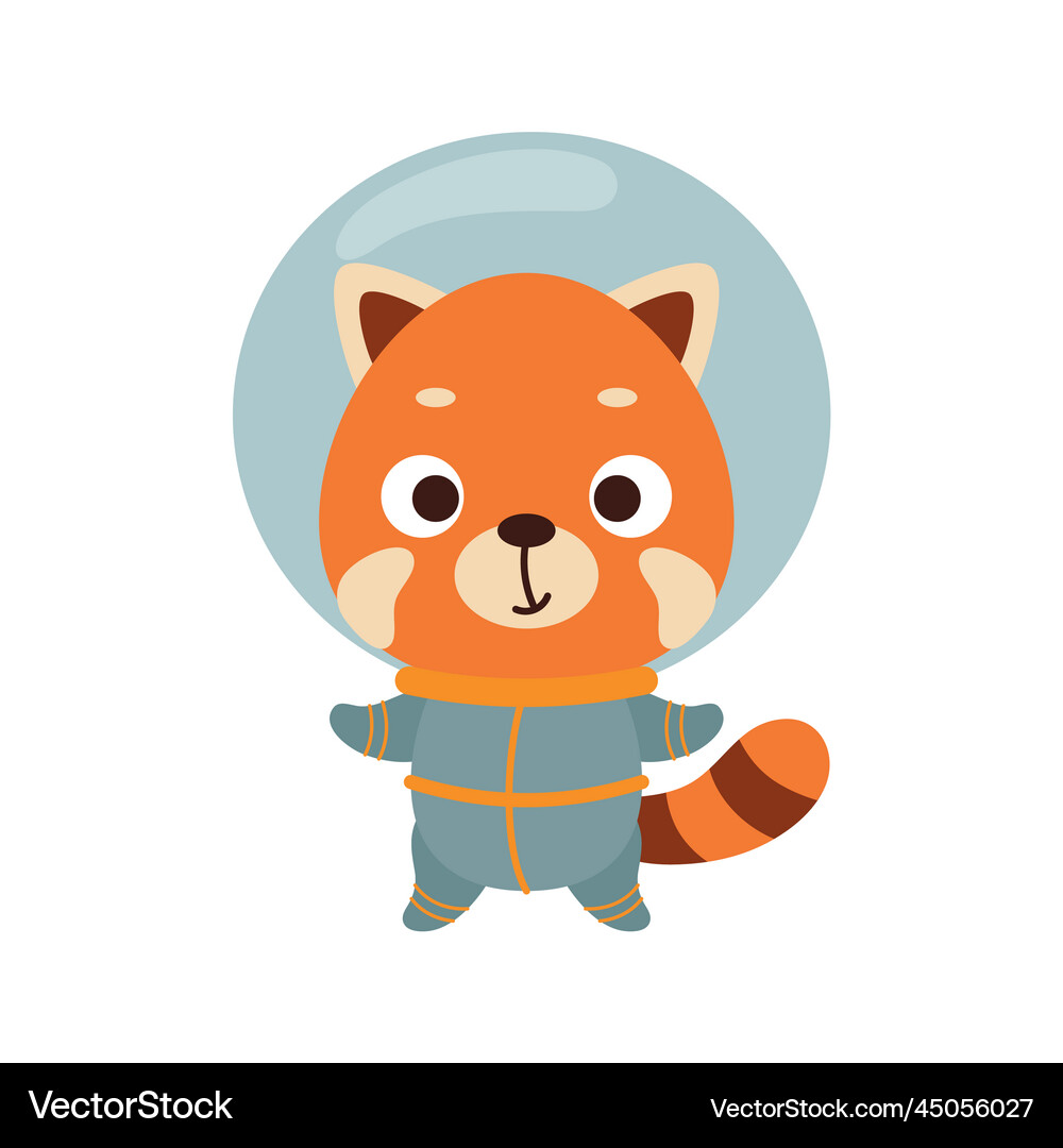 Cute little spaceman red panda on white Royalty Free Vector