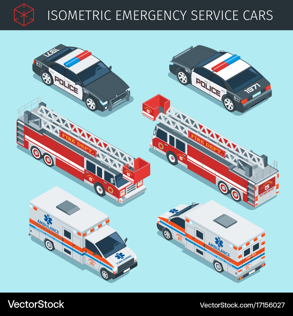 Emergency service cars Royalty Free Vector Image