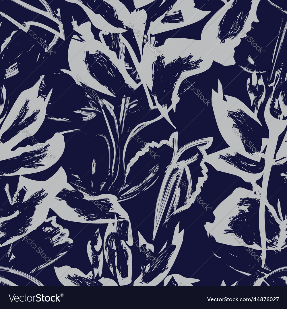 Floral brush strokes seamless pattern design Vector Image