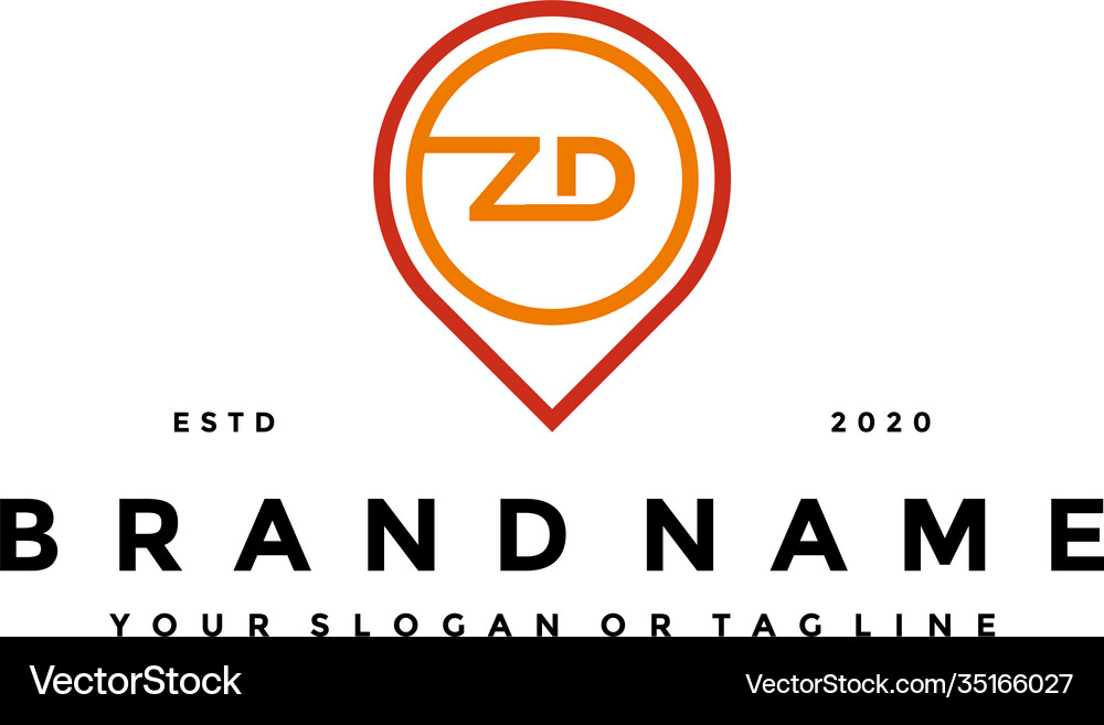 Letter zd pin logo design Royalty Free Vector Image