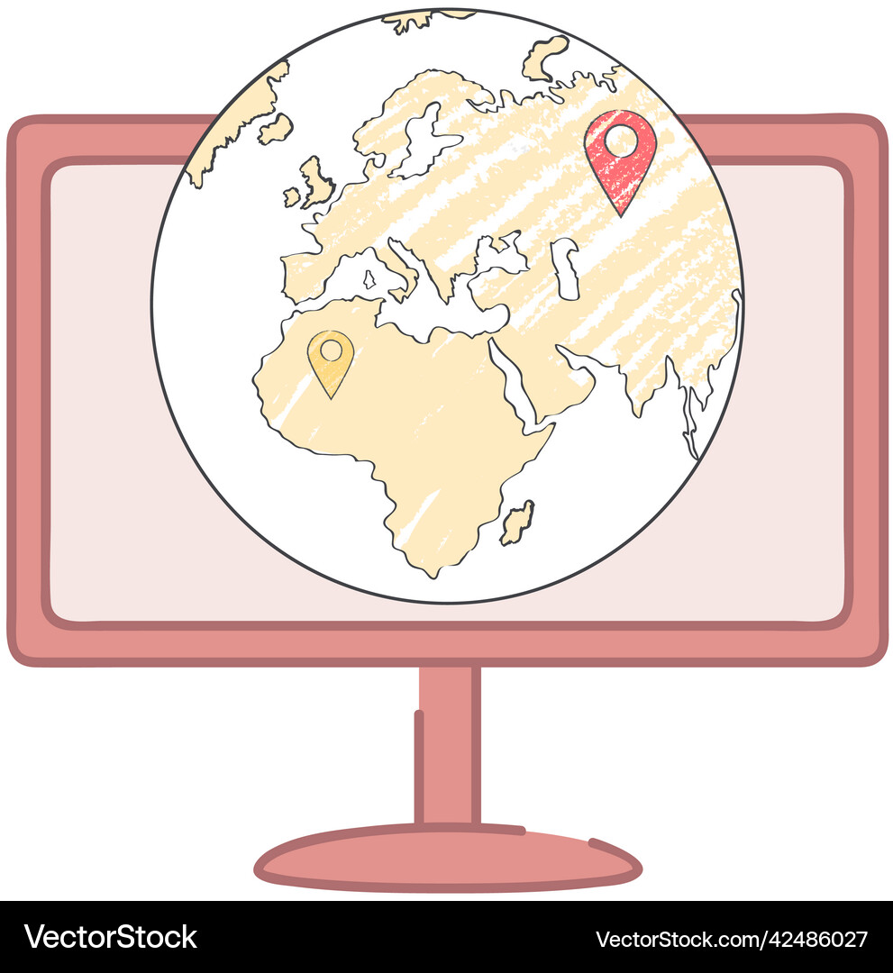 Map of earth with marks scheme world Royalty Free Vector