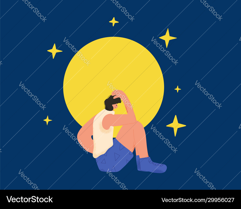 Mental disorder person with bad mood Royalty Free Vector