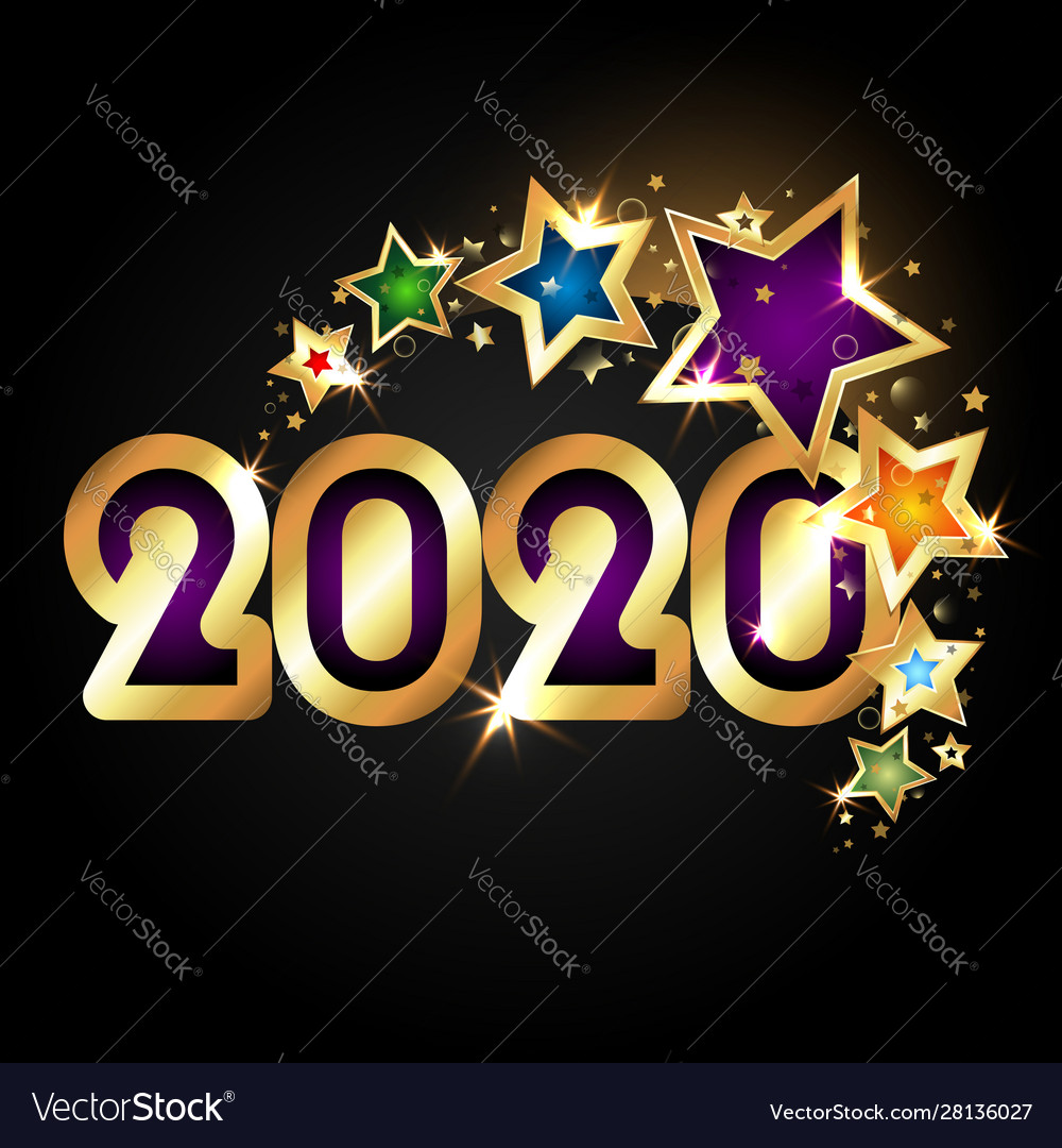New year golden stars greeting card Royalty Free Vector