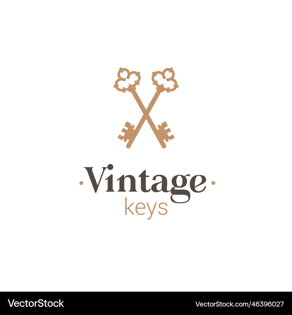 Old key house icon logo silhouette Royalty Free Vector Image