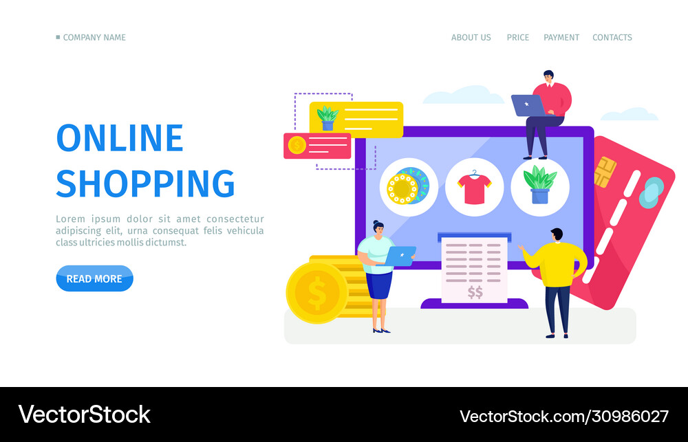 Online shopping store landing Royalty Free Vector Image