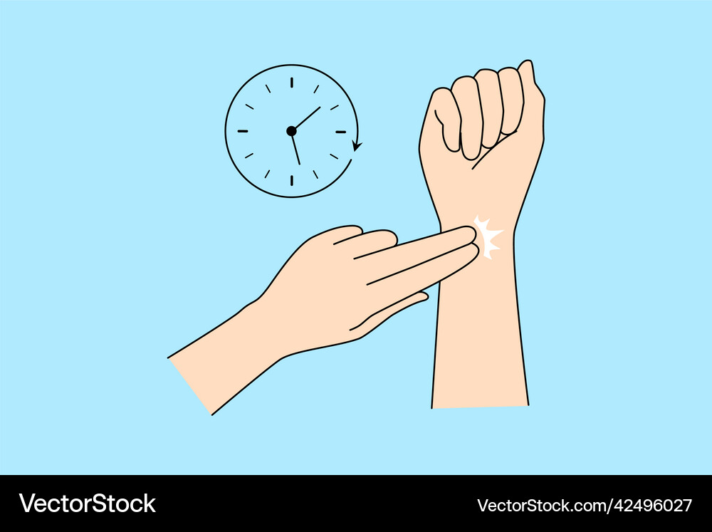 Person check radial pulse on wrist Royalty Free Vector Image
