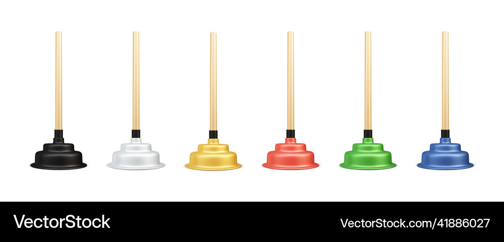 Plunger realistic 3d icon with different colors Vector Image