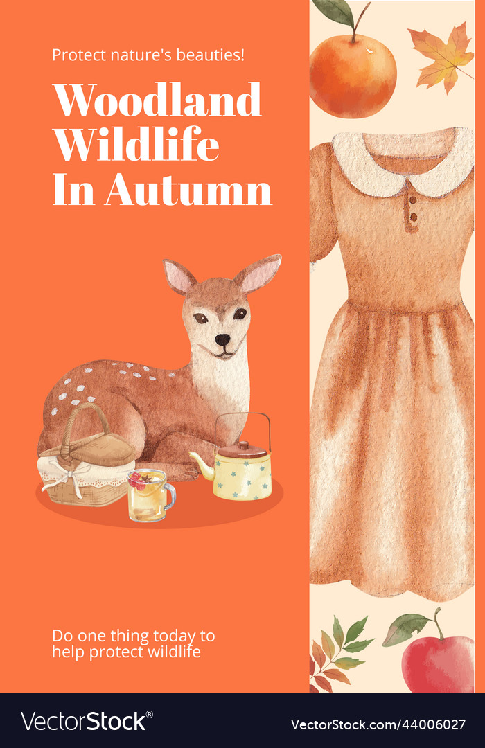 Poster template with autumn outfit woodland life Vector Image