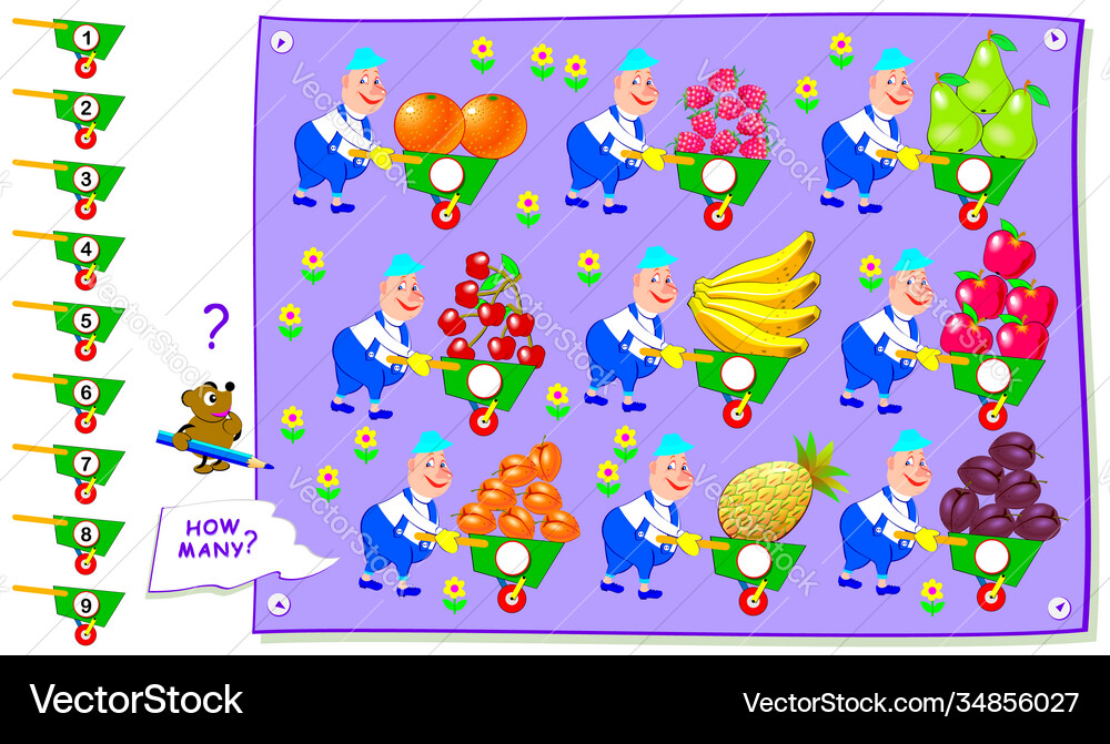 Printable educational page for kids how many Vector Image