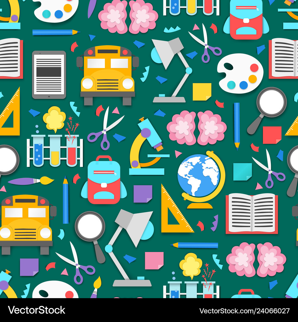 School Supplies Pattern Royalty Free Vector Image
