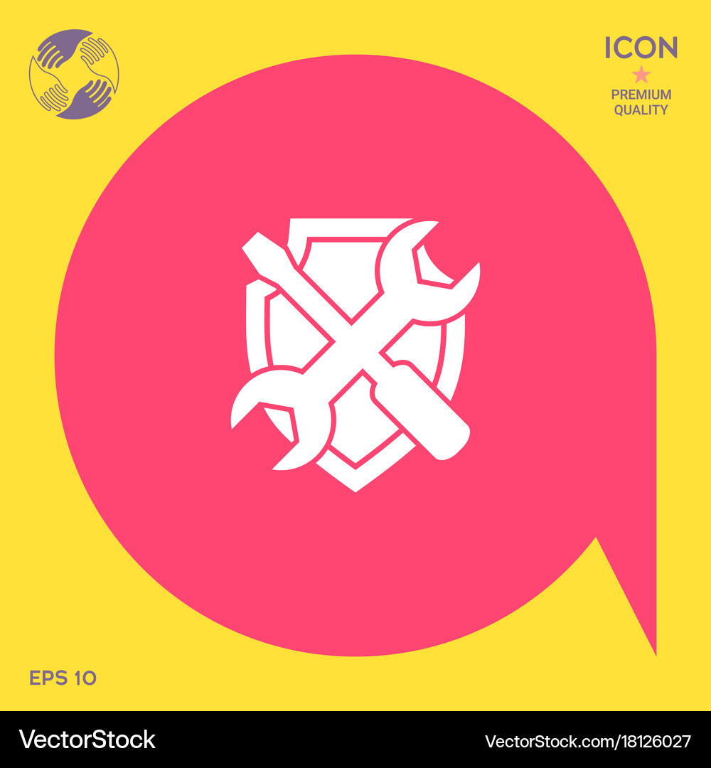 Service symbol icon - shield with screwdriver and Vector Image