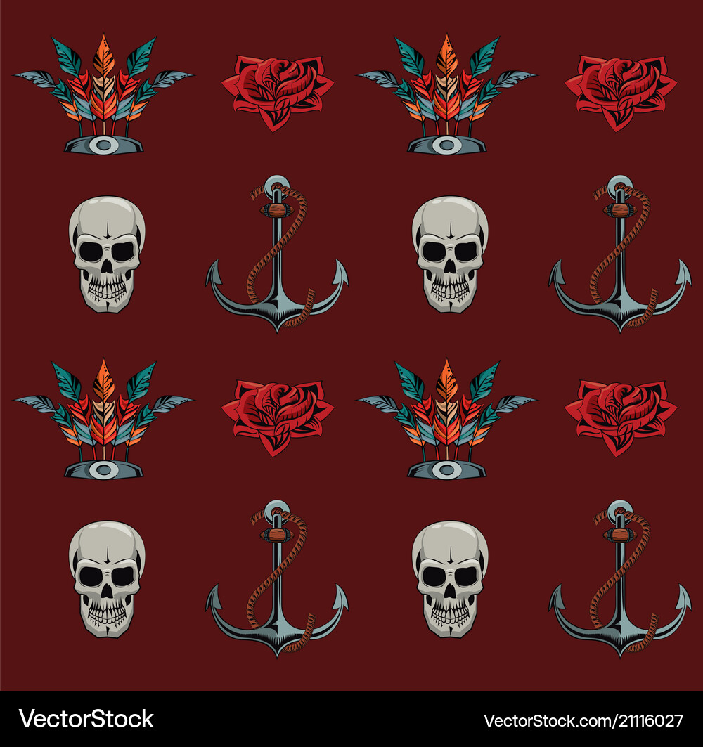 Tattoo old school background Royalty Free Vector Image
