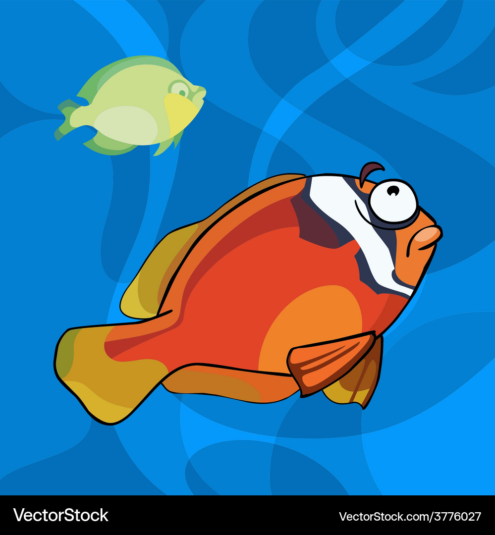 Two cartoon tropical fish in water Royalty Free Vector Image