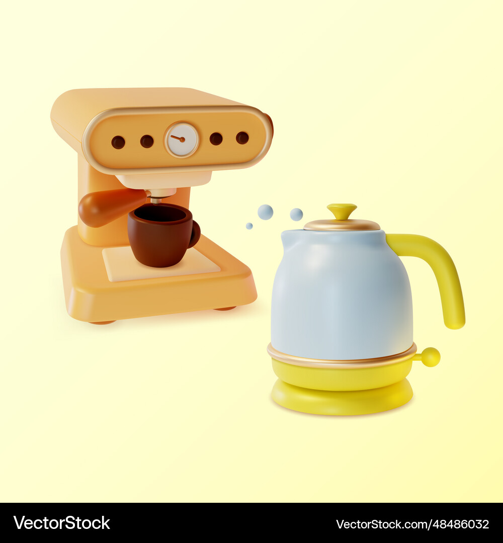 3d kitchen electric appliance concept cartoon Vector Image