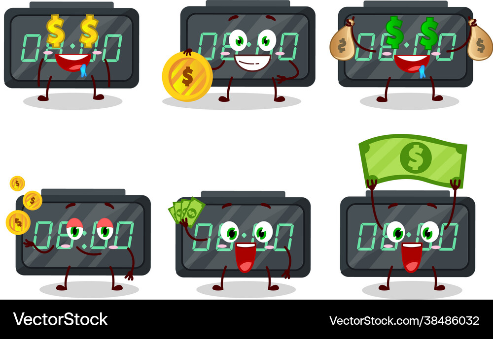 Digital alarm clock cartoon character with cute Vector Image