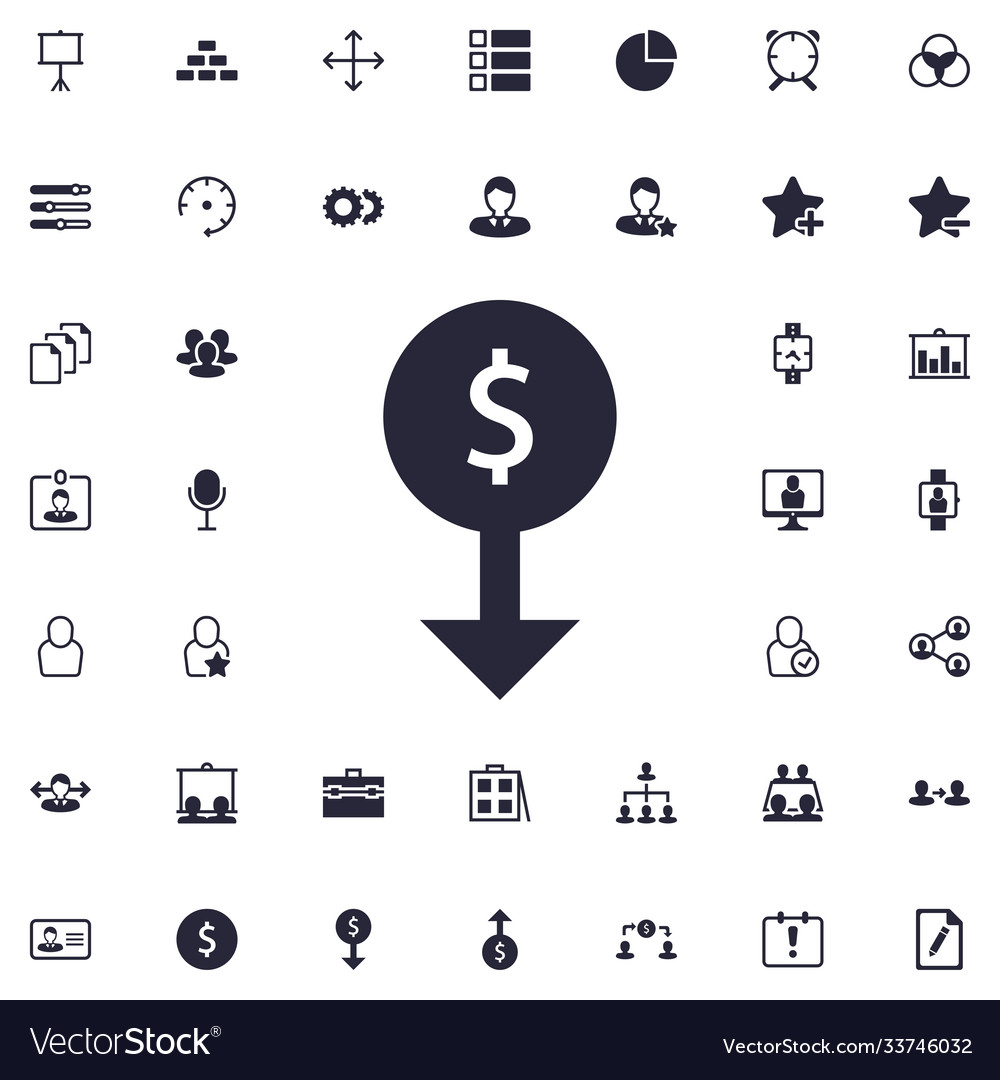 Dollar decrease icon Royalty Free Vector Image