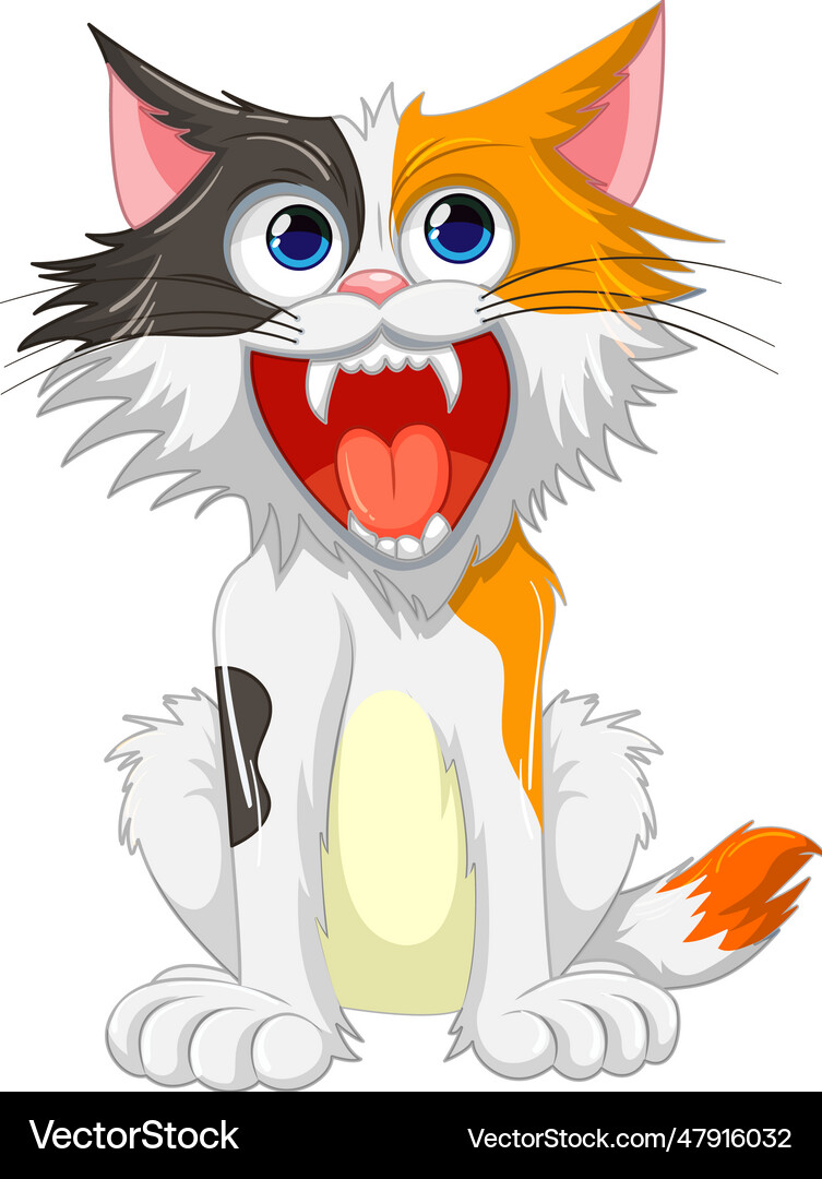Ferocious cat cartoon with open mouth Royalty Free Vector