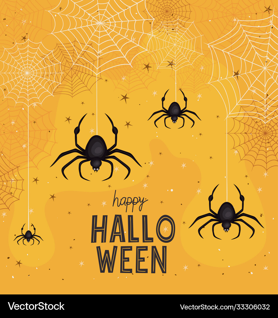 Halloween spiders cartoons with spiderwebs Vector Image