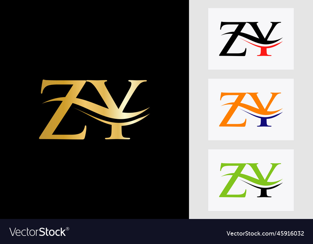 Initial monogram letter zy logo design Royalty Free Vector
