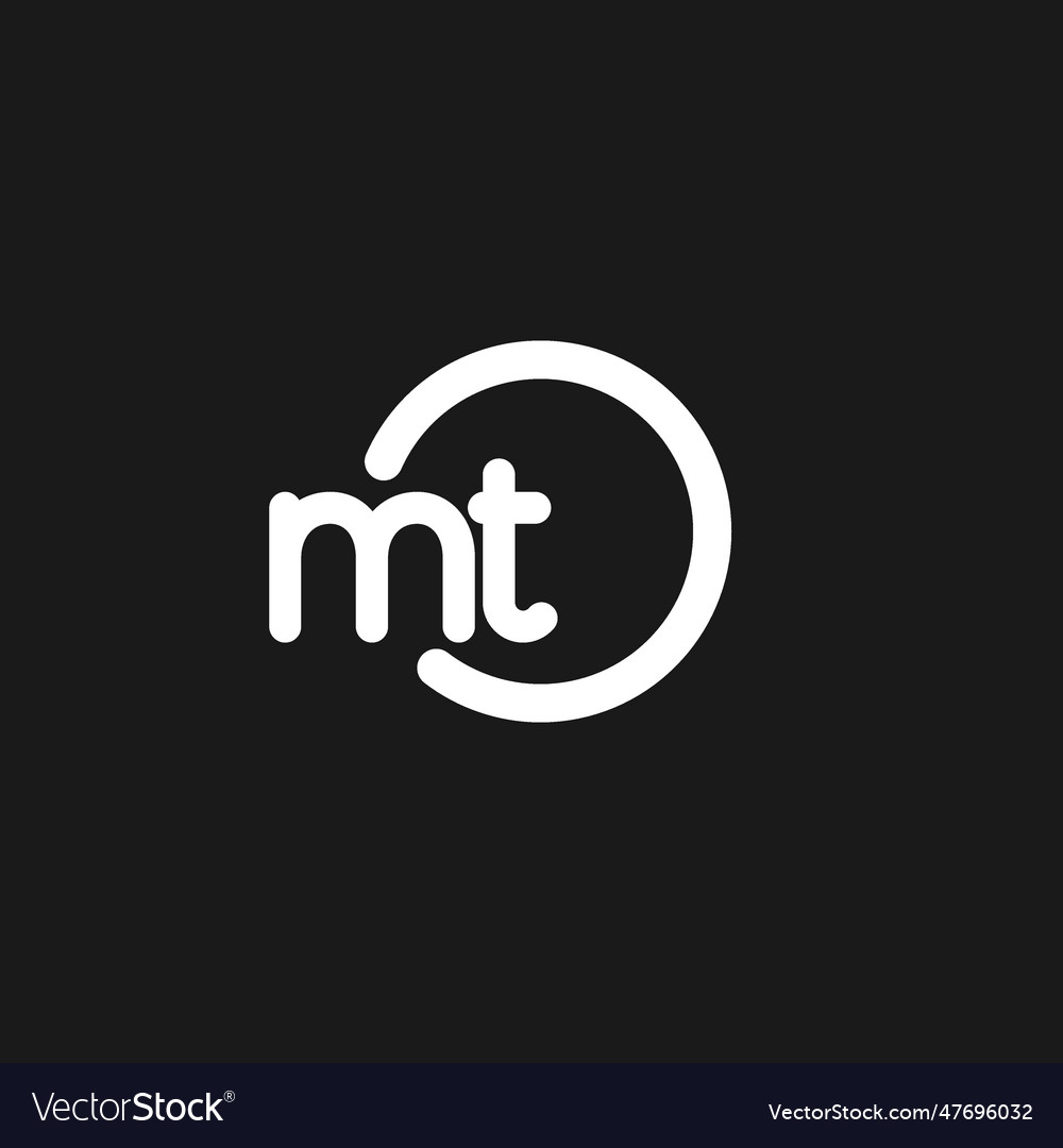 Initials mt logo monogram with simple circles Vector Image