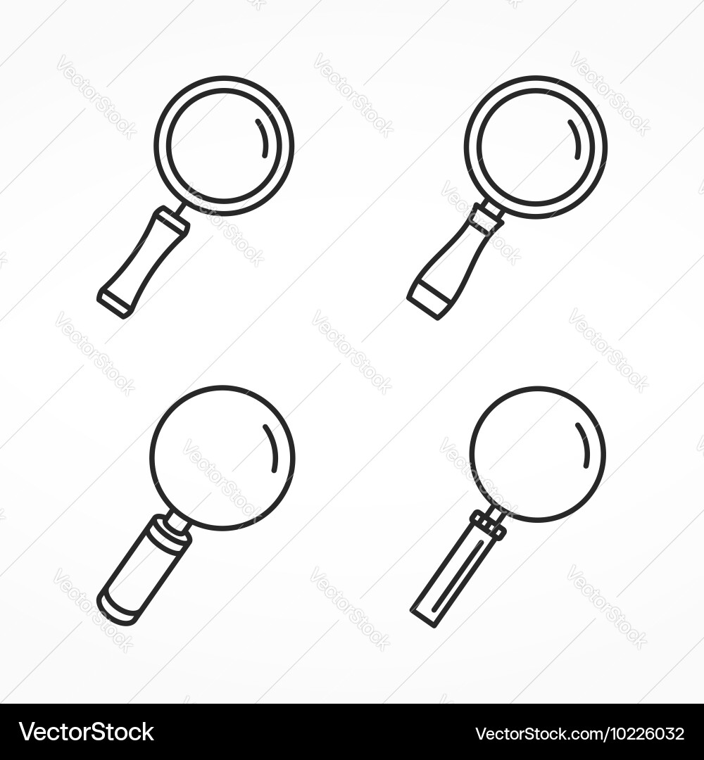 Magnifying glass line icons Royalty Free Vector Image