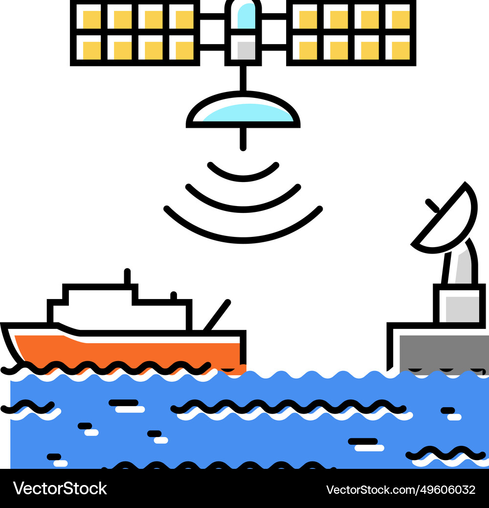 Marine satellite communication color icon Vector Image