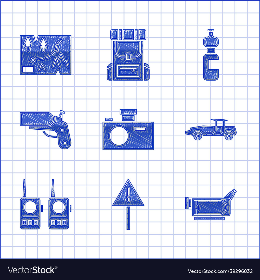 Set Photo Camera Exclamation Mark In Triangle Vector Image