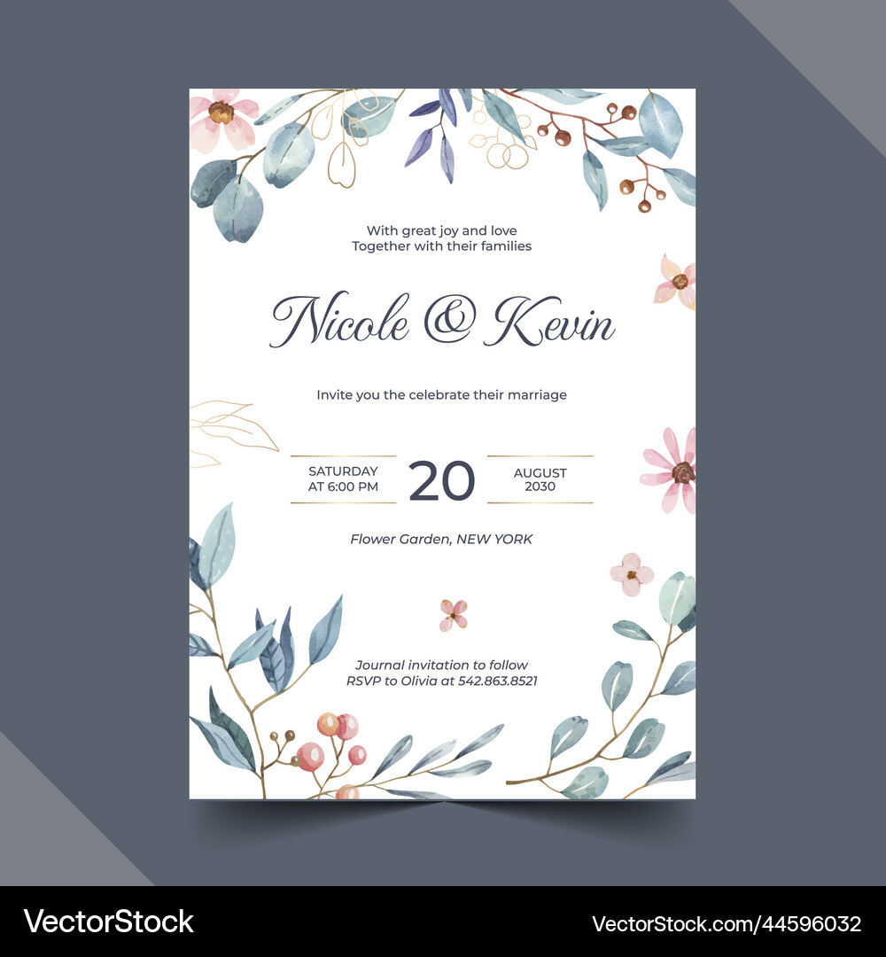 Watercolor hand drawn wedding invitation design Vector Image
