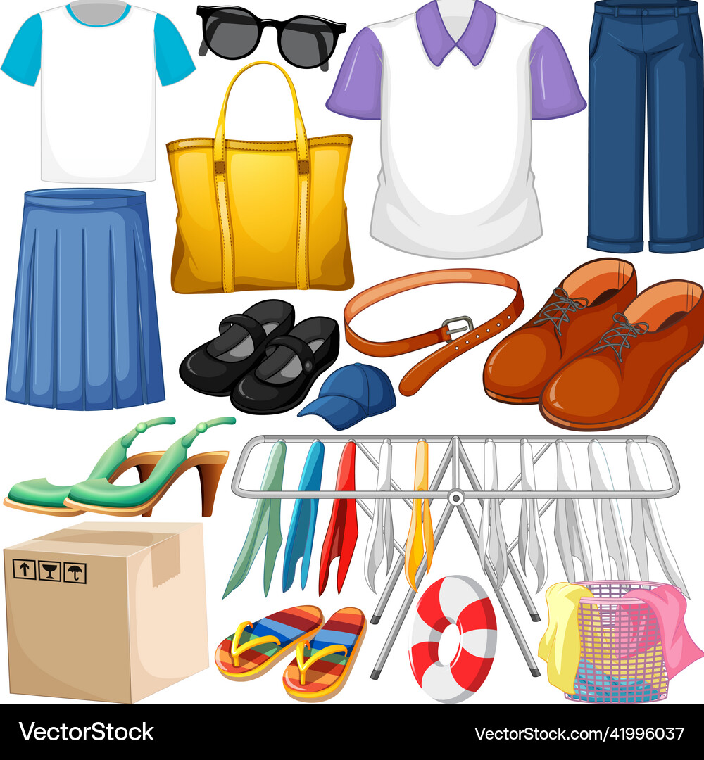 A set of different cloth on white background Vector Image