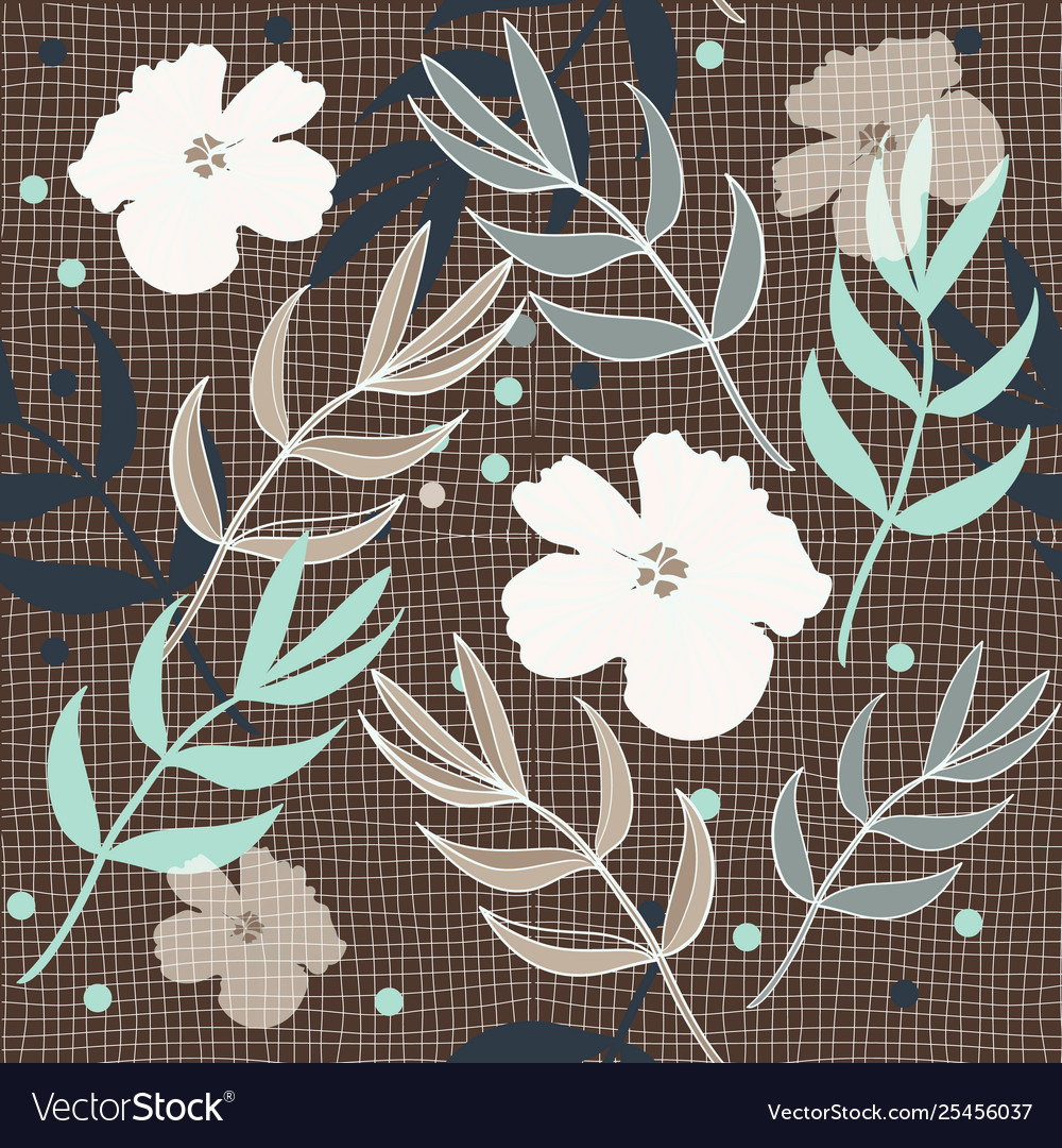 Beautiful burlap floral repeat print pattern Vector Image