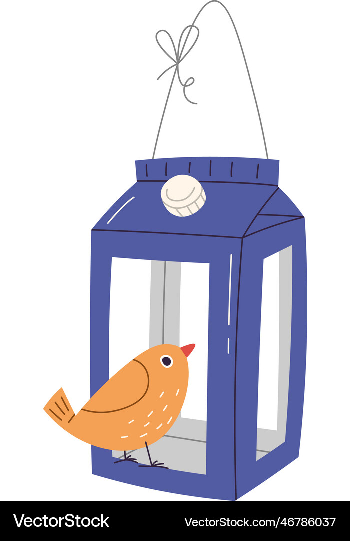 Bird and milk package feeder Royalty Free Vector Image