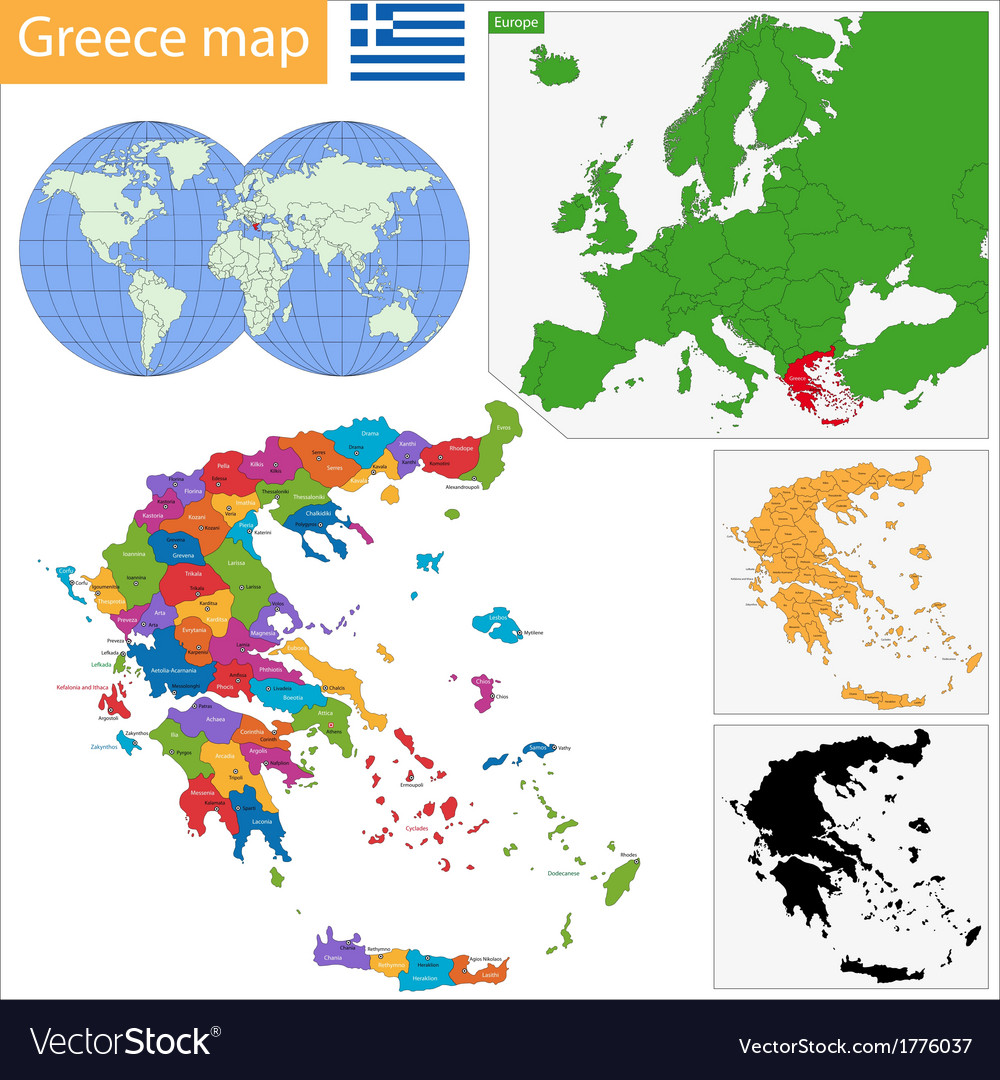 Greece map Royalty Free Vector Image - VectorStock