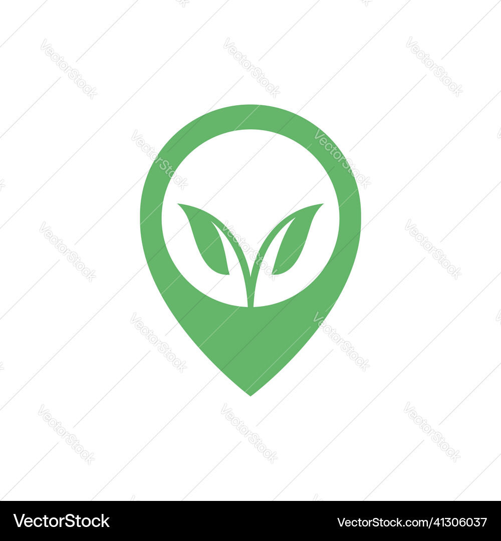 Pin map location with plant leaf growth logo Vector Image