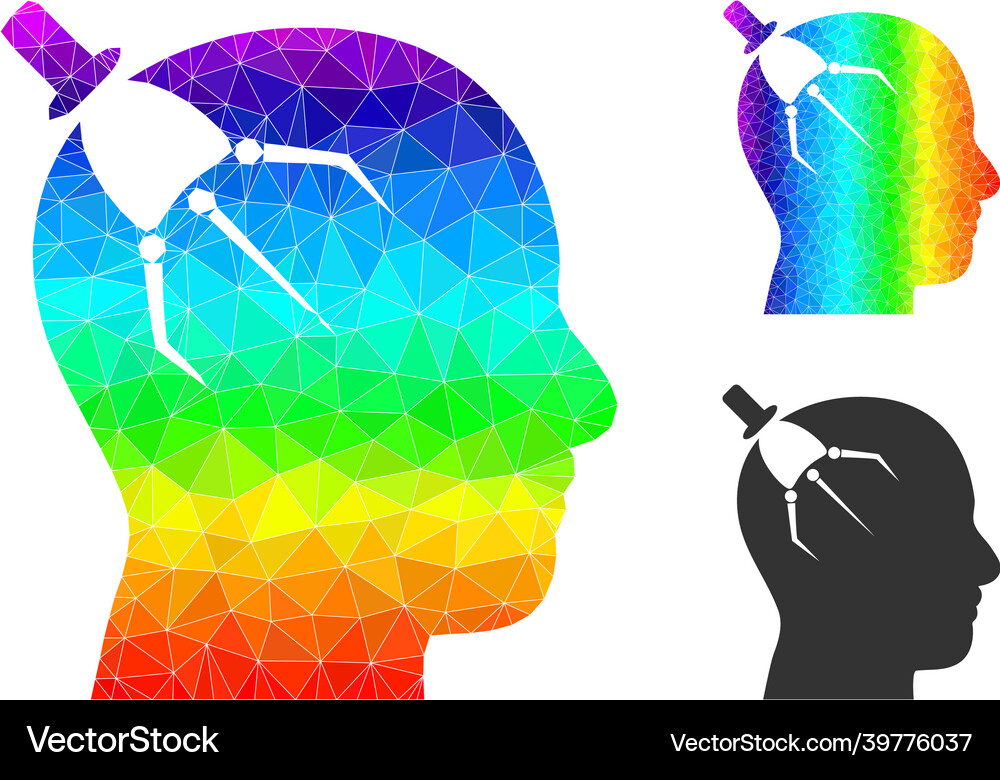 Polygonal brain intruder icon with spectral Vector Image