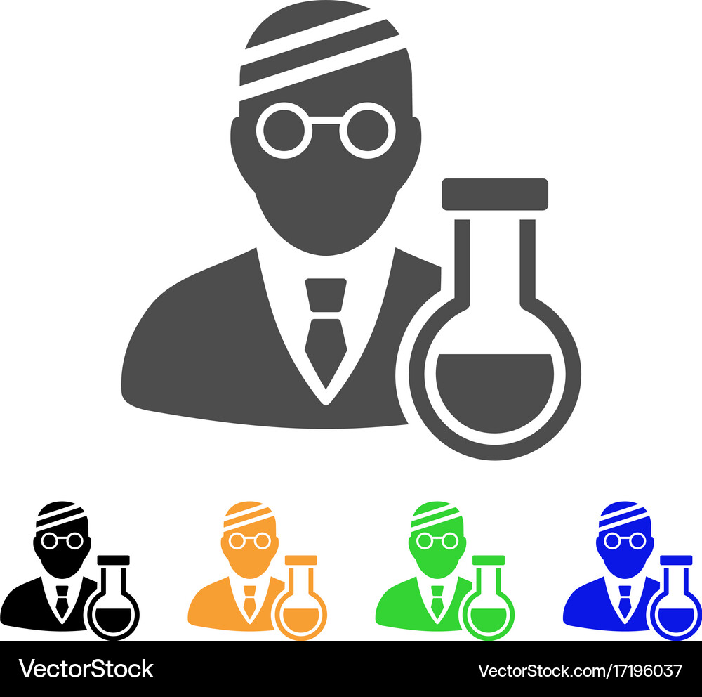 Sick chemist flat icon Royalty Free Vector Image