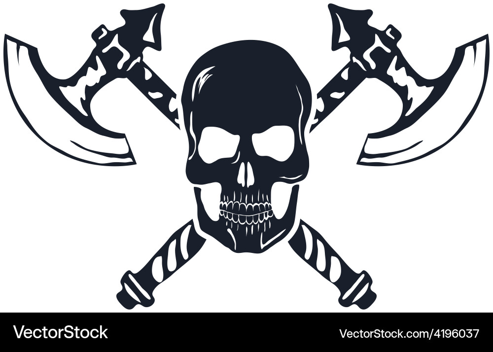Skull with crossed axes isolated on white Vector Image