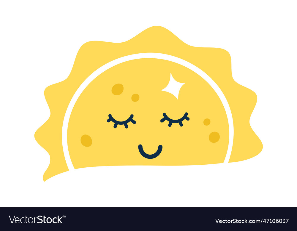 Sun sleeping character Royalty Free Vector Image