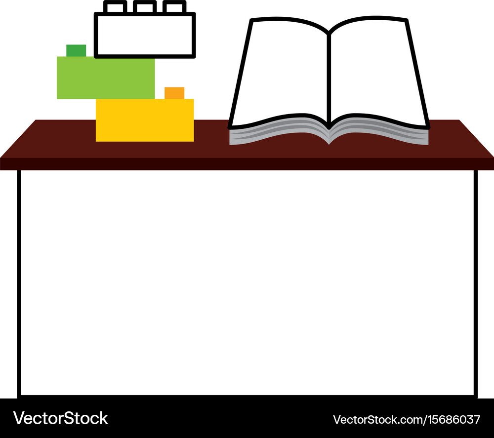 Table wooden with toys Royalty Free Vector Image