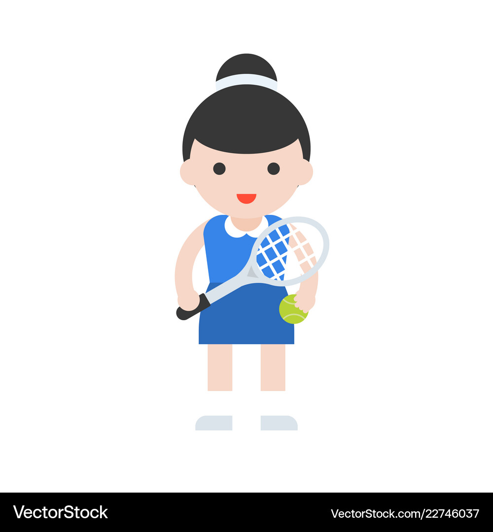 Tennis player with racket cute character Vector Image