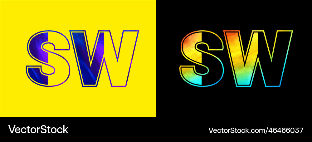 Unique sw letter logo icon template premium Vector Image