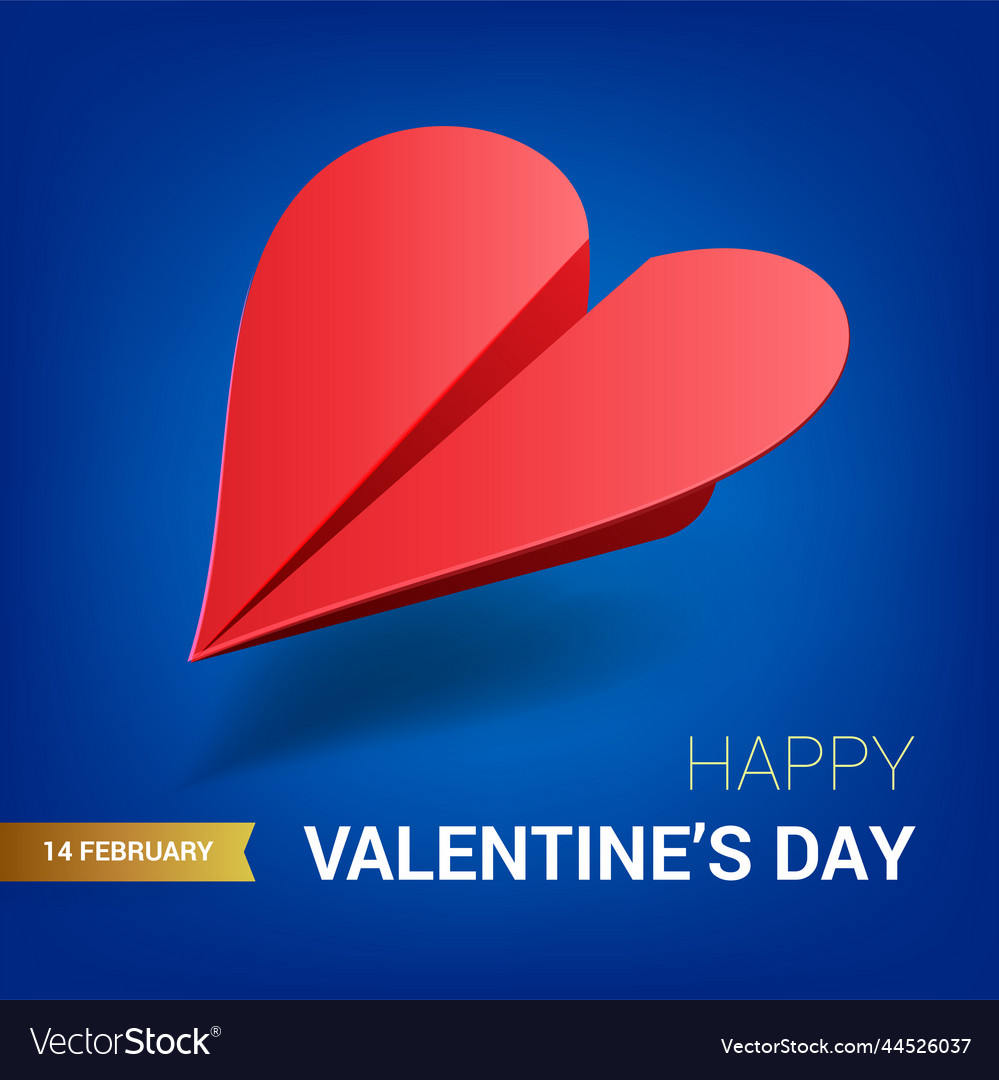 Valentines day red paper plane shaped of heart Vector Image