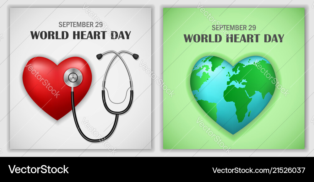 World heart day banner set realistic style Vector Image
