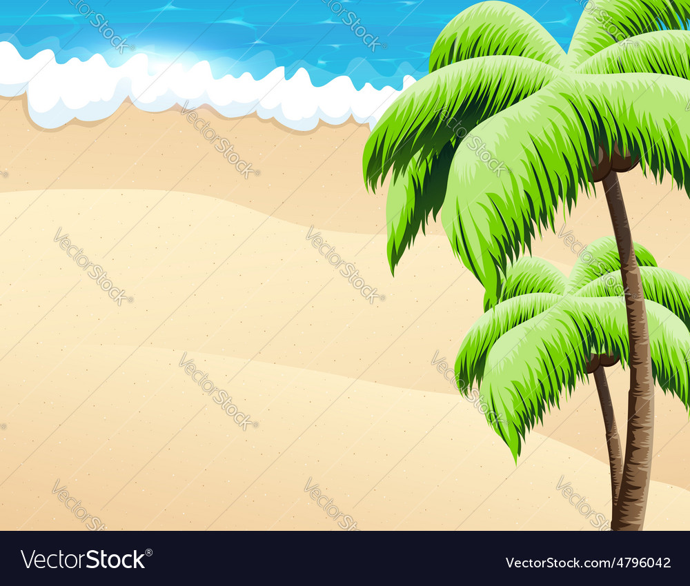 Beach with palm trees Royalty Free Vector Image