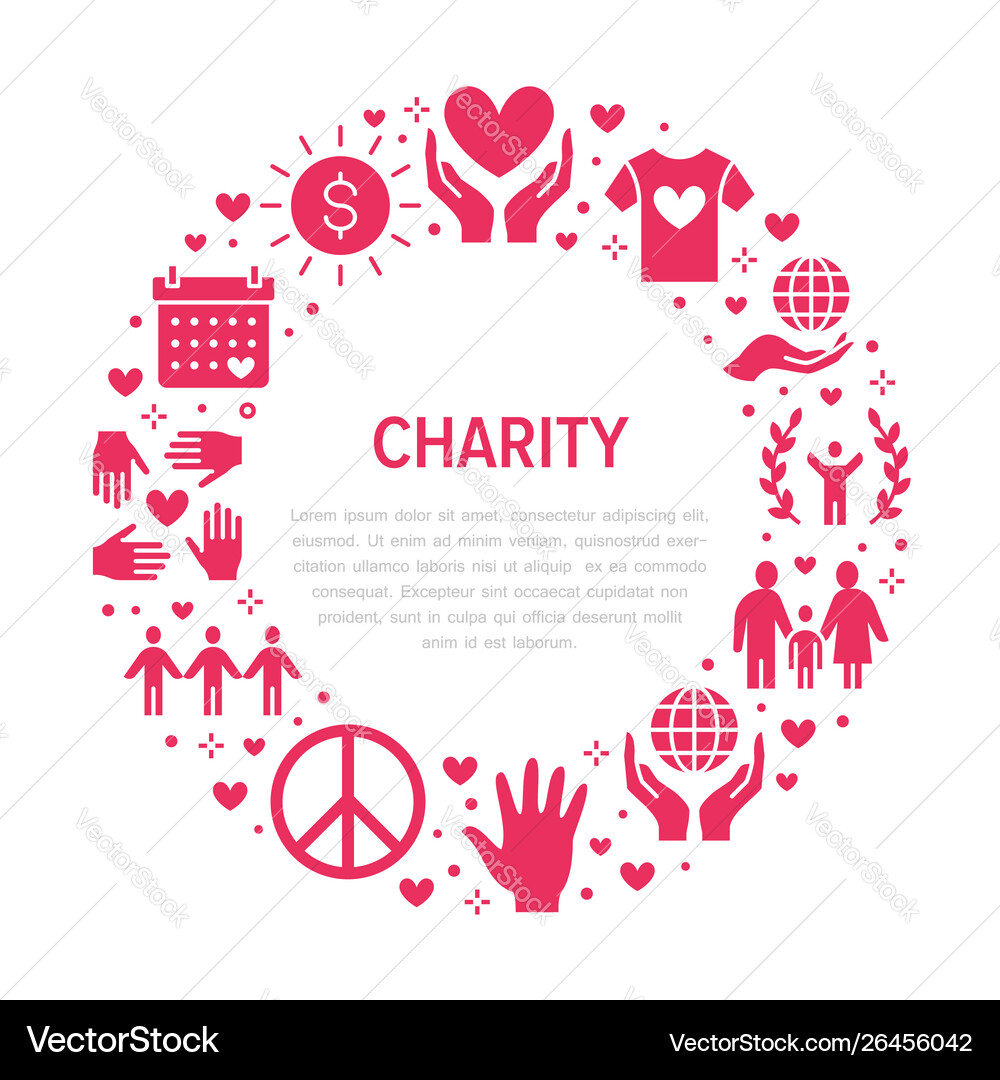 Charity circle banner with flat silhouette Vector Image